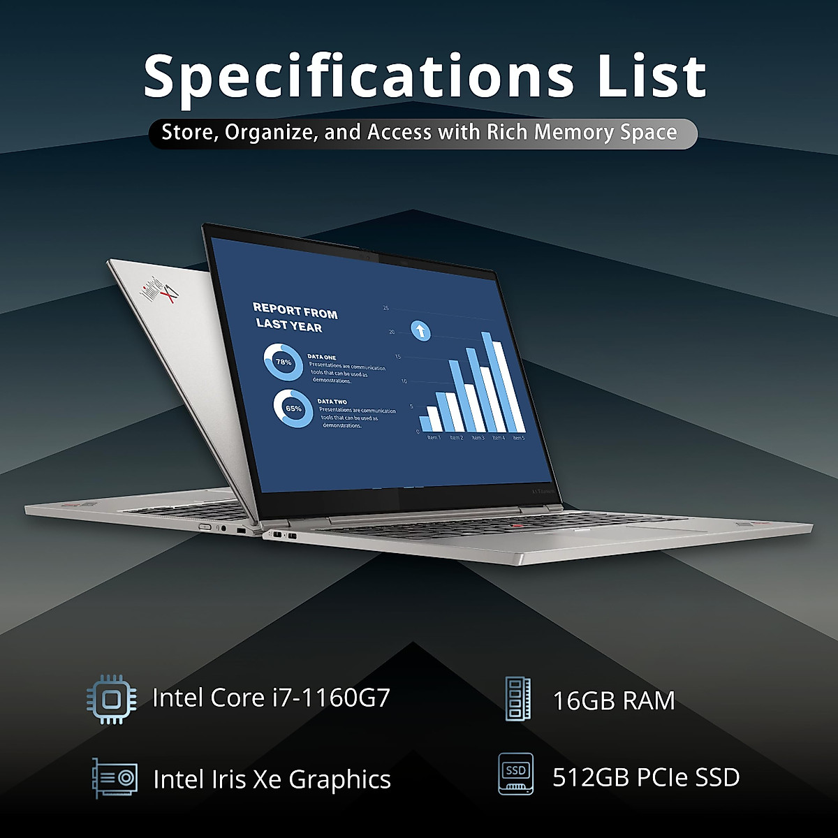 Lenovo Thinkpad X1 Yoga 13.5" 2 in 1 2K Touch Business Laptop, Intel Core i7-1160G7, 16GB RAM, 512GB SSD, Backlight Keyboard, Fingerprint Reader, Win 11 Pro, Gray, 32GB Hotface USB Card