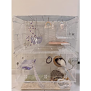WOLEDOE Rat Cage Platform, All-Metal Basket Chew-Proof Design, Chinchilla Toys and Cage Accessories Ledge Ramp fit Ferret, Guinea Pig, Sugar Glider