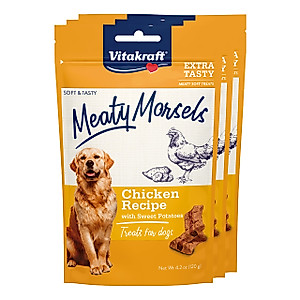 3 Pack of Vitakraft Meaty Morsels Treats for Dogs - Chicken with Sweet Potatoes - Super Soft Dog Treats - Two Layers of Gently Oven-Baked Meaty Goodness - 12.6oz Value Pack