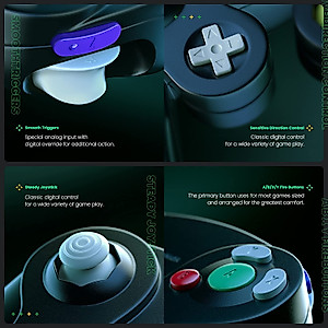 Arrocent GC Controller, Replacement for Gamecube Controller, Compatible with Wired USB Game Cube Controller/PC Windows 7 8 10 (Blue)