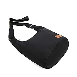 Hippie Crossbody Bag Top Zip Retro Canvas Sling Bag Jacquard cloth Handmade Bags (Black)