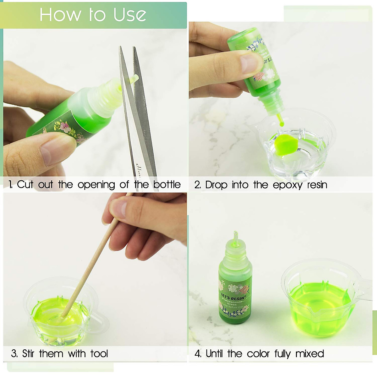 LET'S RESIN Epoxy Resin Dye,15 Color Translucent Epoxy Resin Pigment,Non-Toxic Concentrated Epoxy Resin Paint Each 0.35oz,Liquid Resin Colorant for Resin Coloring,Epoxy Resin,Resin Molds