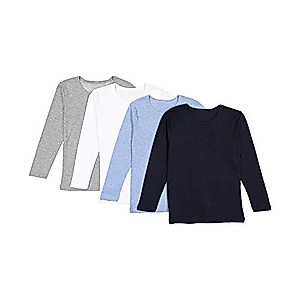 Brix Baby Toddler Boys' Long Sleeve - 4-Pack Cotton Tagless Tee Shirts. 12m