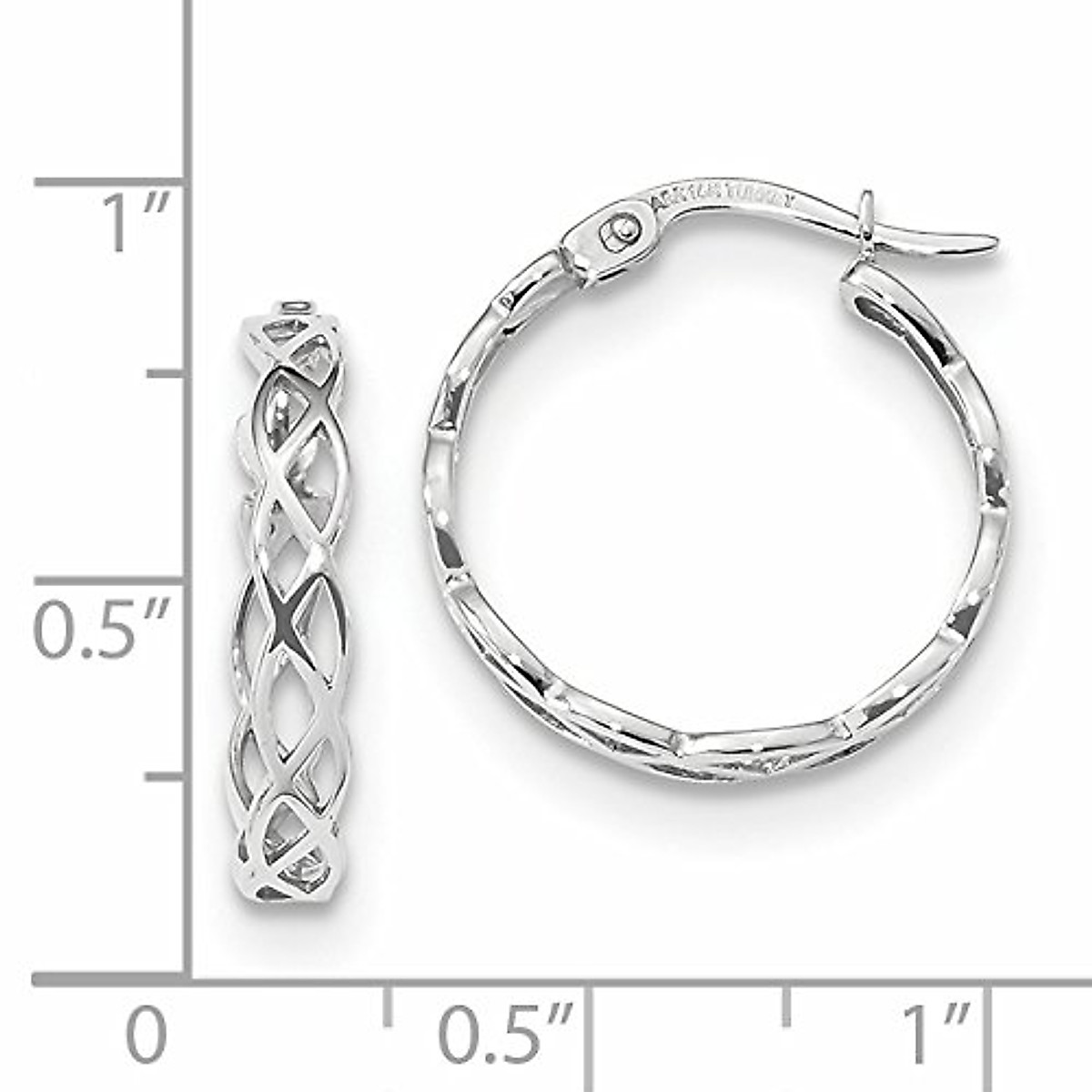 3.5mm Polished Celtic Weave Filigree Hoop Earrings in Real 14k White Gold 19 mm