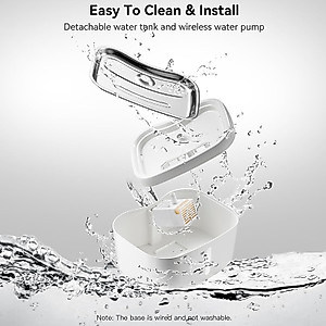 Dpofirs Stainless Steel Cat Water Fountain, 2.5L/85oz Automatic Sensing Water Fountains for Cats Indoor, 1 Weeks Capacity Pet Water Dispenser, 3000MAH Battery, Dual Water Sensing