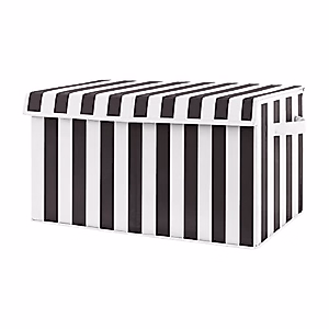 Sweet Jojo Designs Black Stripe Boy or Girl Small Fabric Toy Bin Storage Box Chest For Baby Nursery or Kids Room - Black and White for Paris Collection Gender Neutral
