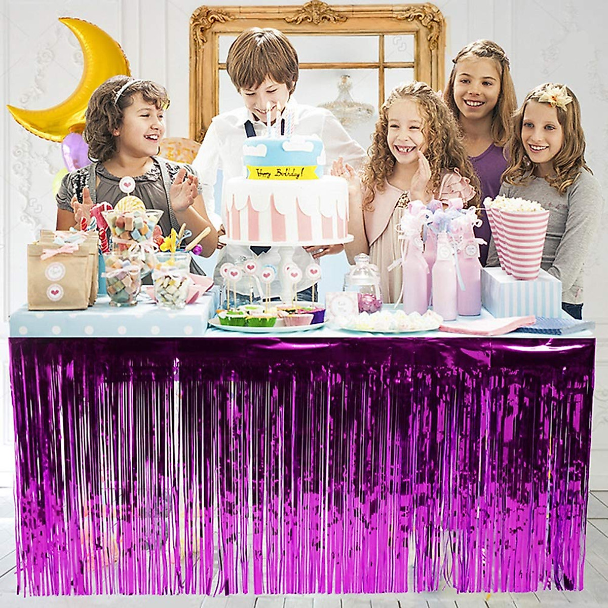 Twinkle Star 2 Pack Photo Booth Backdrop 3FT x 8FT Metallic Tinsel Foil Fringe Curtains Environmental Background Streamers for Birthday Wedding Party Christmas Decorations