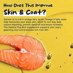 Omega 3 Fish Oil for Dogs Chews - Omega 3 for Dogs Shedding and Itchy Skin Relief for Dog Dry Skin and Hot Spots, EPA and DHA Fatty Acids, Dog Skin and Coat Supplements - 180 Chews