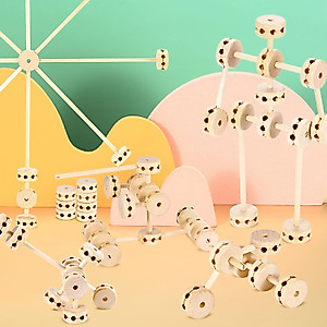 Zhanmai 2 Sets 120 Pieces Wooden Building Blocks Toys Kids Wooden Toys Educational Natural Wood Toys Learning Wooden Blocks Different Sized Toy Building Sets