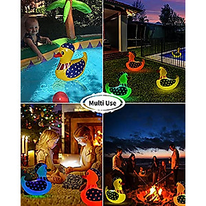 LOGUIDE Floating Pool Lights,16 Inch Colors Changing LED Inflatable Duck Float Lights Waterproof with 2 Pack Remote for Pond Pool Beach Garden Backyard, Decorative Night Light, Christmas Event Party