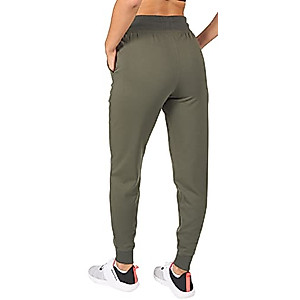 Nautica Competition Women's Joggers, Athletic Active Basic Essential Running Ultra Soft Fleece Relax Fit Lounge Sweatpants Olive