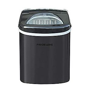 Frigidaire EFIC117-SSBLACK-COM EFIC117-SSBLACK 26 Lbs Portable Compact Maker, Stainless Steel Ice Making Machine, Medium, Black Stainless