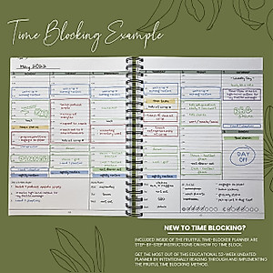 52-Weeks Undated, Time Blocking Planner, Increase Productivity and Improve Time Management, Set Annual & Monthly Goals, Hardcover, Wire Bound, Instructions on How to Time Block (White Matte)