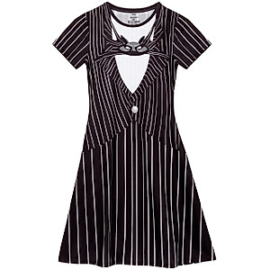 Disney Nightmare Before Christmas Dress Womens Jack Skellington Costume (X-Large) Black