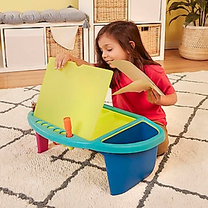 B. toys- Imagination Station- Creaitve Kids Lap Desk – Lap Desk for Art, Coloring, Writing – Portable Table with Storage Space – Reusable Sticker Set – 3 Years +
