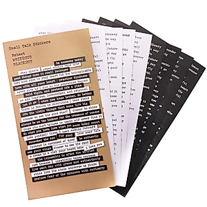 ONLYKXY Stickers 8 Sheets, 80 Pcs Word Stickers Black and White, Inspirational Quotes for DIY Journal, Scrapbooking, Decorating, Crafting, Correspondence