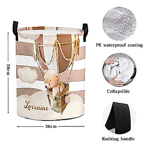 Personalized Laundry Basket, Cute Bear Custom Storage Bins Laundry Hamper with Name Collapsible Toys Organizer Gift Option 15
