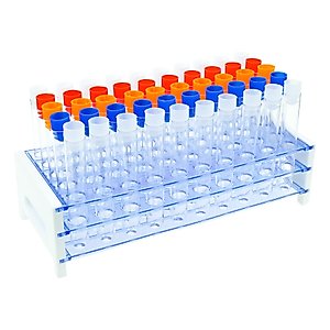 50 Pcs Test Tubes with Test Tube Rack 16x100mm (10ml) Plastic Test Tubes with Caps for Scientific Experiments Party Decoration Liquid Storage Candy Storage