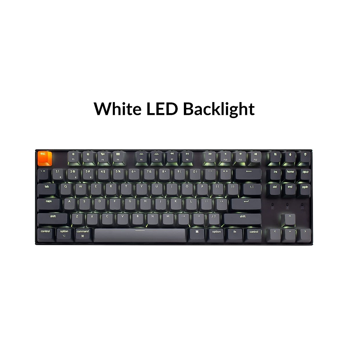 Keychron K8 87 Keys Tenkeyless Hot-swappable Wireless Mechanical Keyboard, Multitasking, Type-C Wired, White LED Backlight Bluetooth Gaming Keyboard for Mac Windows with Gateron Optical Blue Switch