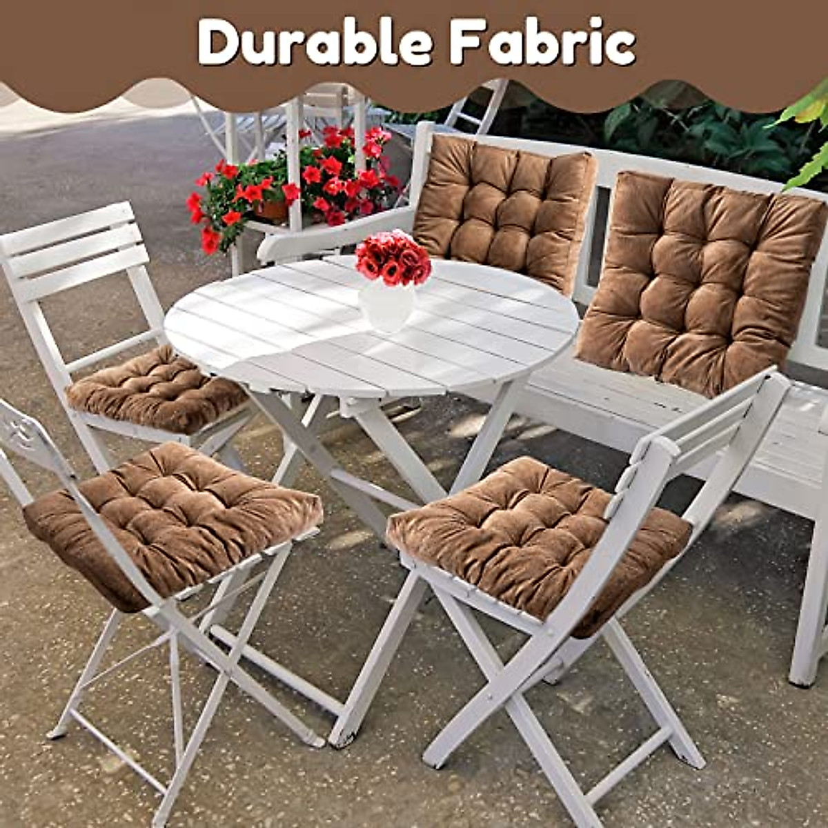 Qunclay 4 Pcs Sitting Floor Pillow 22 x 22 Inches Thicken Tufted Cushion Corduroy Floor Cushions for Adult Square Floor Seat Cushion Large Chair Pad Pillow for Yoga Living Room Balcony (Dark Brown)