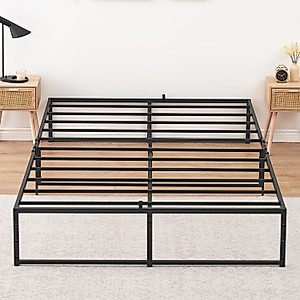 IDEALHOUSE Full Size Bed Frame, 14 inch Metal Full Bed Platform Frame with 3 in 1 Steel Support, No Box Spring Needed Easy Assembly Black Sturdy Bedframe - Full