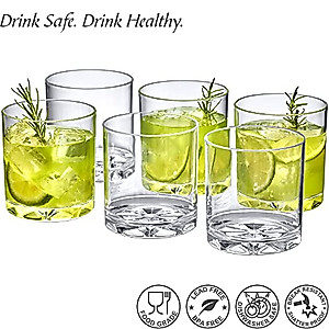 Amazing Abby - Liberty - 12-Ounce Plastic Tumblers (Set of 6), Plastic Drinking Glasses, All-Clear Reusable Plastic Cups, BPA-Free, Shatter-Proof, Dishwasher-Safe