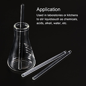 MECCANIXITY Borosilicate Glass Stick 5.91" Length 8mm Dia Stir Rod Mixing Tools with Both Ends Round for Lab Kitchen Science 3Pcs