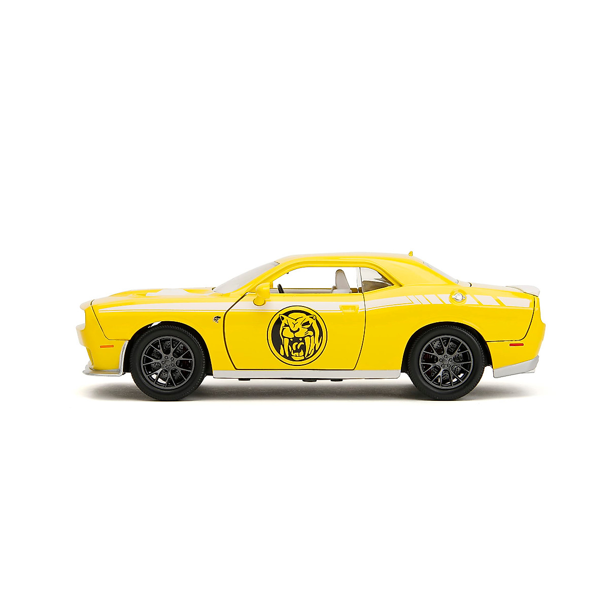 Power Rangers 1:24 2015 Dodge Challenger SRT Hellcat Die-Cast Car & 2.75" Yellow Ranger Figure, Toys for Kids and Adults