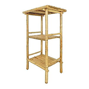 ZEW Handcrafted 3-Tier Bamboo Free Standing Storage Bookcase Shelf