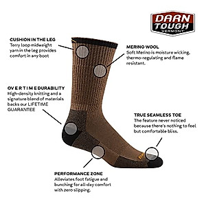 DARN TOUGH (2001) John Henry Boot Midweight with Cushion Men's Sock - (Timber, X-Large)