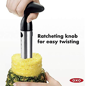 OXO Good Grips Stainless Steel Pineapple Corer & Slicer,Silver/Black