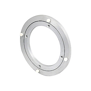 Quluxe 4.7 Inch Lazy Susan Turntable Ring, Aluminium Alloy Heavy Duty Rotating Turntable Bearing Swivel Plate for Dining Table- Silver (Pack of 2）