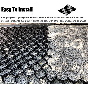 WAHHWF Geocell Ground Grid, Pea Gravel Grid Paving Stabilizer, Slope Grid Erosion Control, 2" Tall Ground Geo Grid for Driveway Shed Garden, 3ft/ 6ft/ 10ft/ 16ft/ 20ft/ 26ft/ 30ft Long