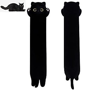 MUFEIRUO Long Cat Plush Long Plush Body Toy, Cute Long Cat Stuffed Animals Soft Long Cat Plushie, Black Cat Plush Kawaii Cartoon Stuffed Cat Toys for Kids Birthday Christmas