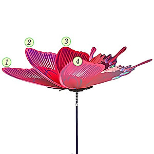 FENELY Butterfly Garden Decor Stakes,Double Wing Waterproof 3D Red Butterflies Garden Ornaments Outdoor Decorations for Patio Lawn Yard PVC Gardening Art Christmas Whimsical Gifts