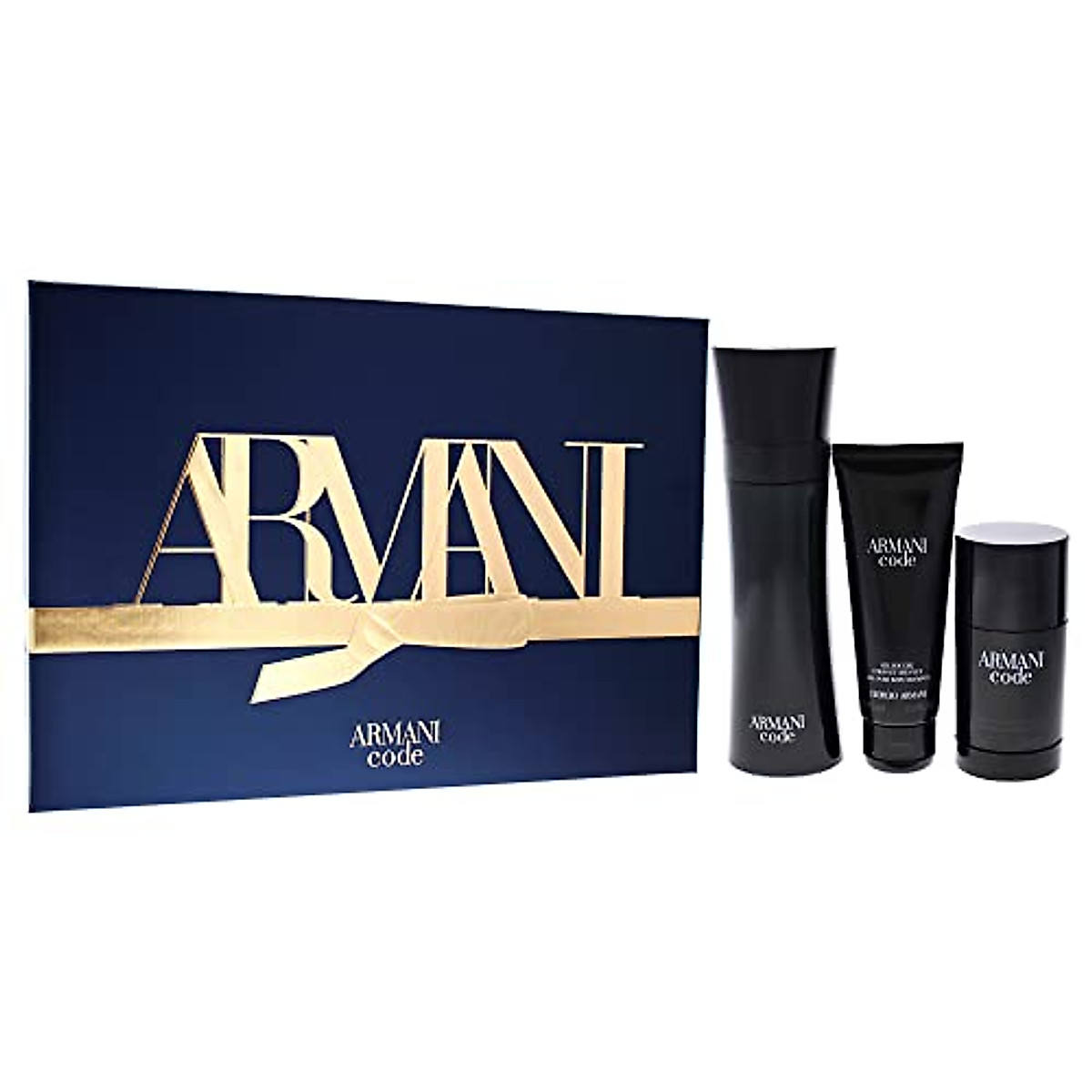 Armani Code by Giorgio Armani for Men 3 Piece Set Includes: 4.2 oz Eau de Toilette Spray + 2.5 oz All Over Body Shampoo + 2.6 oz Alcohol Free Deodorant Stick