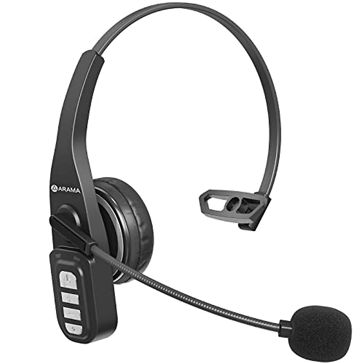 Arama Bluetooth Headset with Microphone, Trucker Bluetooth Headset with Noise Cancelling & Mute Button, Wireless On-Ear Headphones 22 Hrs Working Time, for Trucker Home Office Remote Work Zoom