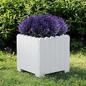 12 Bundles Artificial Lavender Flowers Plants UV Resistant Faux Outdoor Plastic Greenery Shrubs Plants Hanging Planter Kitchen Home Wedding Office Garden Décor