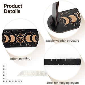 Kapmore Wooden Pendulum Display Stand, Wooden Moon Phases Crystal Holder Stand, Crystal Pendants Wood Pendulum Display Stand Ornament Holder Stand for Home Tabletop