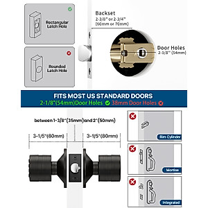 Keypad Door Lock with Handle, Keyless Entry Door Lock, Door Knob with Keypad, Door Lock for Bedroom, Door Knob with Lock for Front Door Garage Home Apartment, Oil Rubbed Bronze