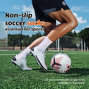 wonhag Grip Soccer Socks for Men Athletic Socks Anti Slip Non Gripper Mens Hospital Socks Anti Skid Whtie Socks 3 Pairs