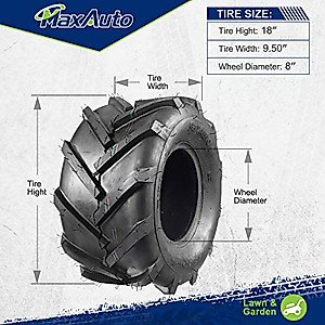 MaxAuto 2 Pcs 18X9.50-8 Lawn Mower Tractor Tires 18X9.50X8 Very Wide 6 Ply Rated P328