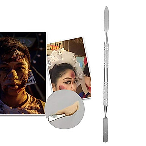 Wax Spatula, Stainless Steel Double-Ended Scar Wax Spatula Applicator Special Effects FX Makeup Tool(L)