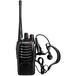 Arcshell Rechargeable Long Range Two-Way Radios with Earpiece 6 Pack Walkie Talkies Li-ion Battery and Charger Included