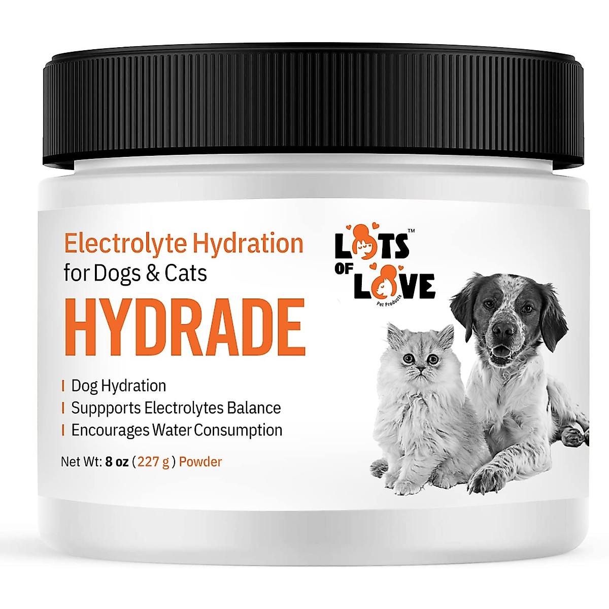 HydrADE Powder - Electrolytes for Dog & Cat Dehydration - Hydration for Dogs & Cats - Lots of Love Pet Products (8 Oz)