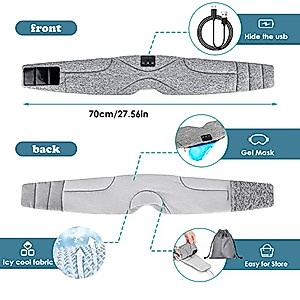 Sleep Mask with Bluetooth Headphones 24 White Noise, Ice-Feeling Bluetooth Sleep Mask Ultra-Thin Speaker Sleep Headphone Mask for Side Sleepers Blackout Eye Mask for Airplane, Nap, Travel（Gray）