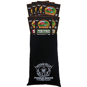 Buffalo Bills 7-Piece Country Cut Beef Jerky Sampler Black Velour Wine Gift Bag (seven 1.5oz packs)