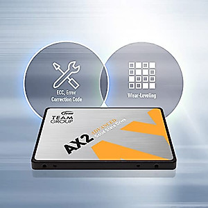 TEAMGROUP AX2 1TB 3D NAND TLC 2.5 Inch SATA III Internal Solid State Drive SSD (Read Speed up to 540 MB/s) Compatible with Laptop & PC Desktop T253A3001T0C101