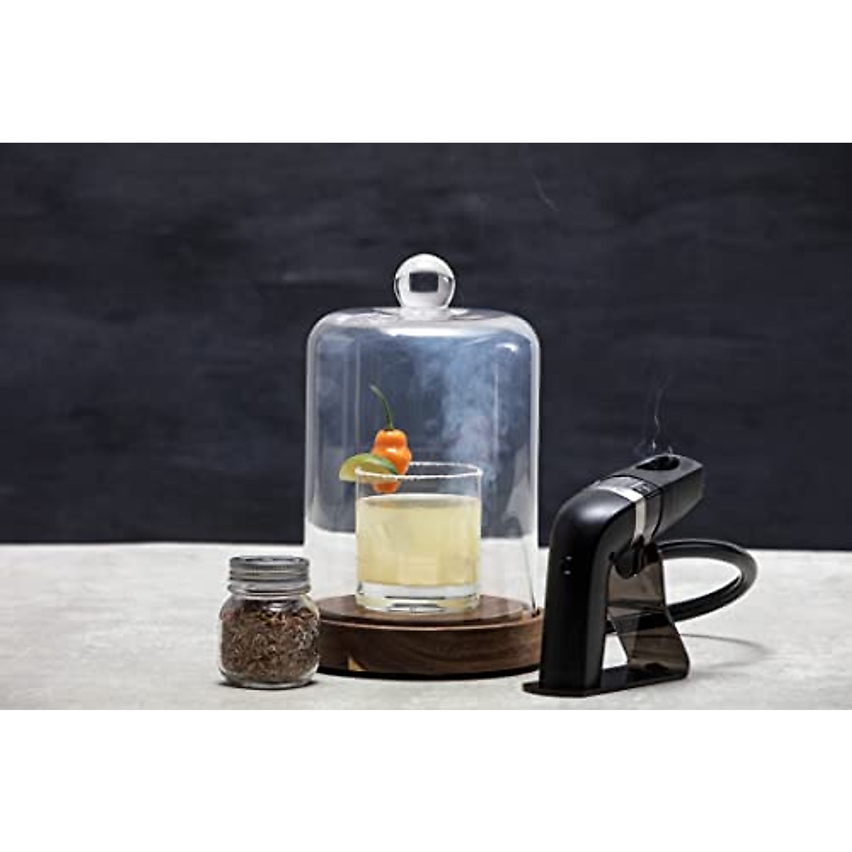 Crafthouse by Fortessa Individual Mini Glass Smoke Cloche for Cocktails/Charcuterie/Drinks/Food with Handheld Smoker, 3 Pieces, Clear (CFH.5.9211)