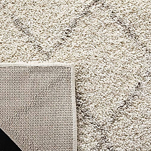 SAFAVIEH Arizona Shag Collection Area Rug - 9' x 12', Ivory & Beige, Diamond Trellis Design, Non-Shedding & Easy Care, 1.6-inch Thick Ideal for High Traffic Areas in Living Room, Bedroom (ASG742A)